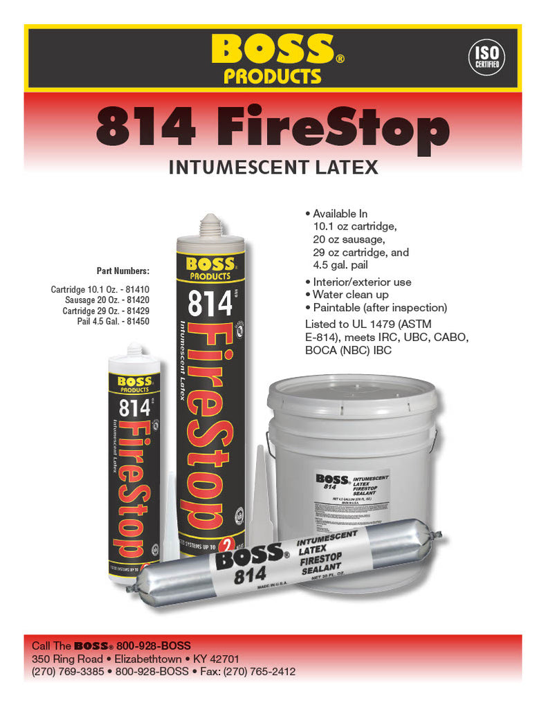 BOSS 814 Intumescent Latex Firestop Sealant (Cartridge) — Burning River Buys Inc.